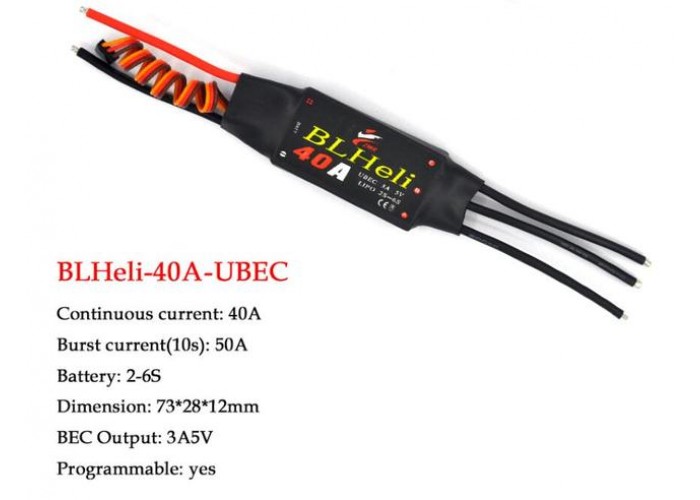BLHeli 40A ESC 3A/5V BEC 2-6S